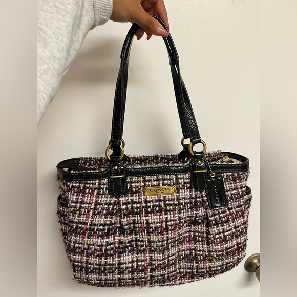 Coach | Bags | Coach Black And Pink Tweed Purse | Poshmark